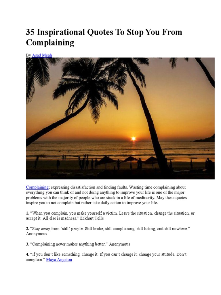 35 Inspirational Quotes To Stop You From Complaining | PDF | Self ...