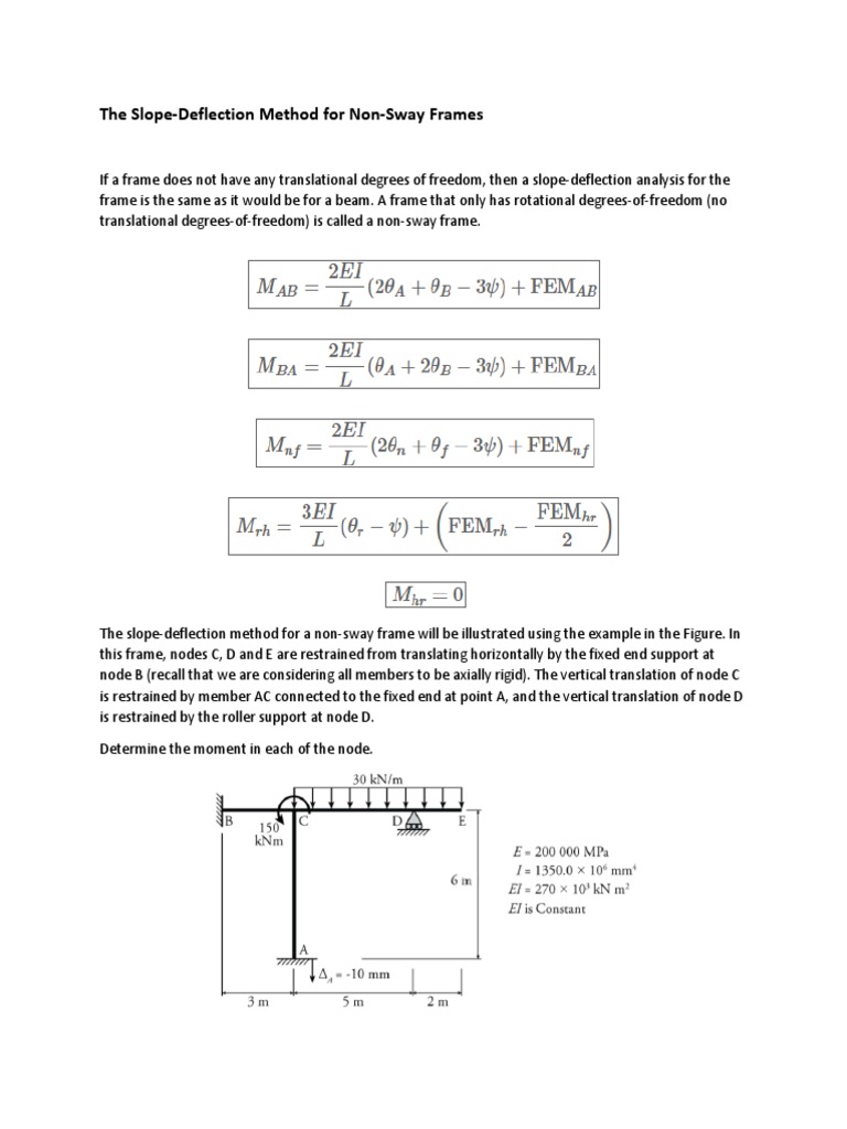 Slope-Deflection for Non-Sway Frames | PDF | Teaching Methods & Materials