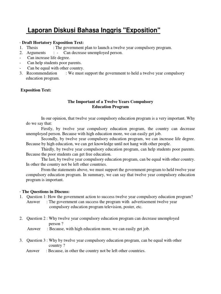 Contoh Laporan Diskusi Bahasa Inggris Pdf