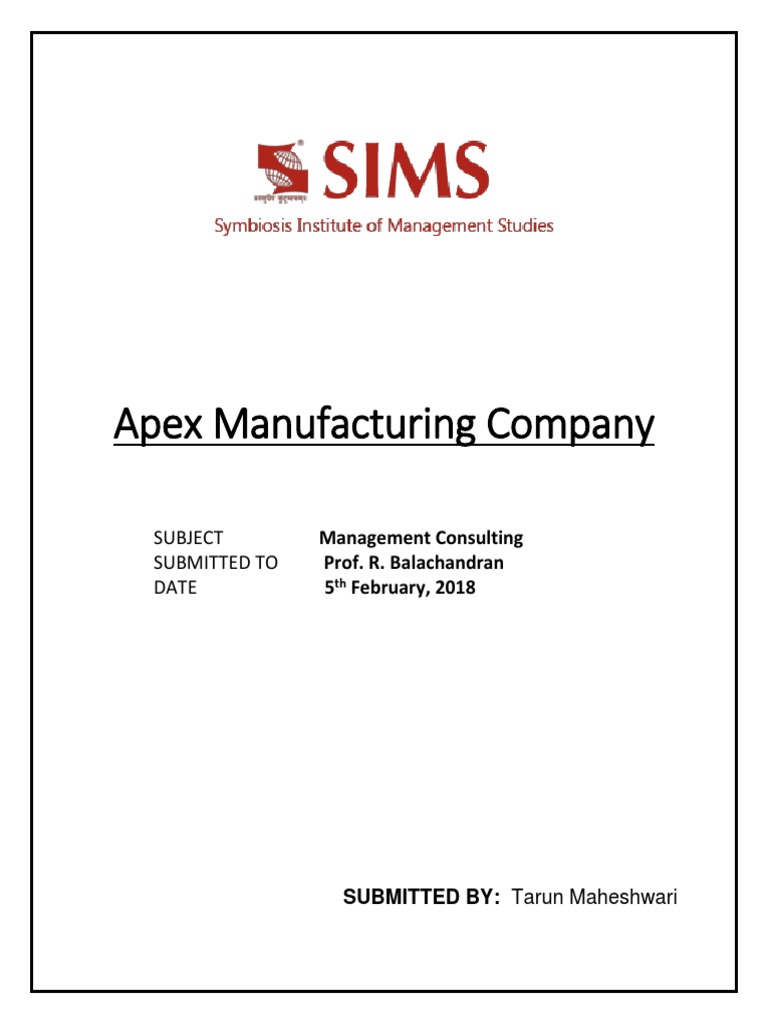Apex Manufacturing Company | PDF | Consultant | Cognitive Science