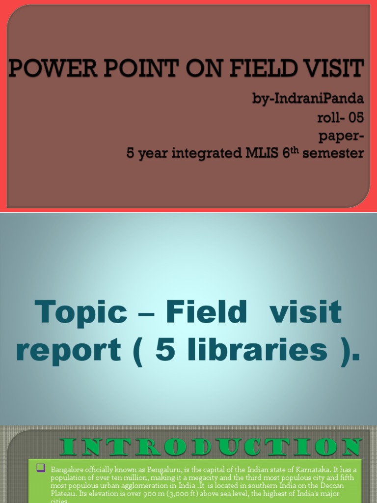 Field Visit Presentation | PDF | Libraries | Digital Library