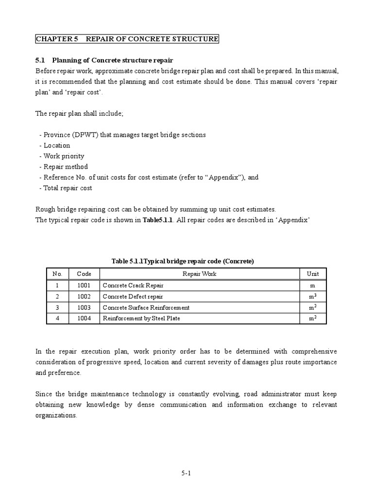 Chapter 5 Repair of Concrete Structure 5.1 Planning of Concrete Structure Repair | PDF | Syringe ...