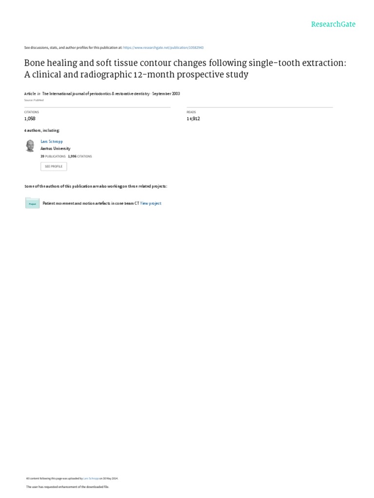 Bone Healing and Soft Tissue Contour Changes Following Single-Tooth ...