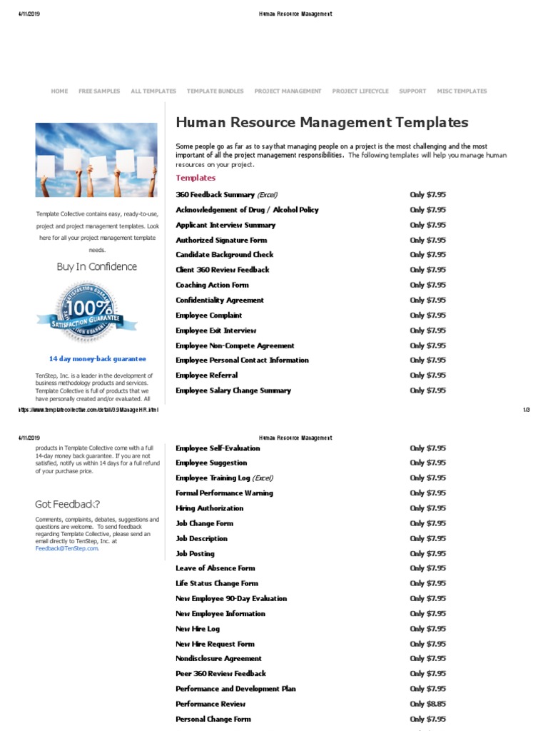 Human Resource Management Templates: Buy in Confidence | PDF ...