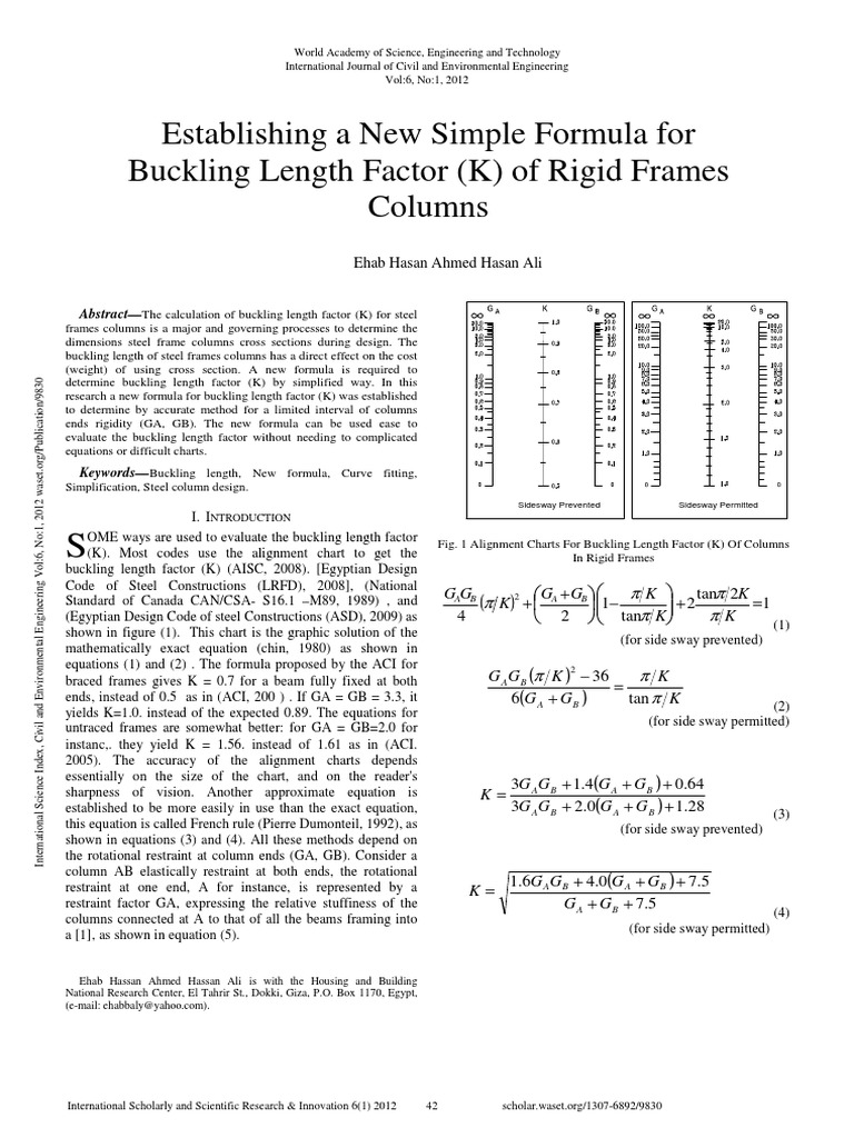 New Formula for Buckling K Values | PDF | Buckling | Column
