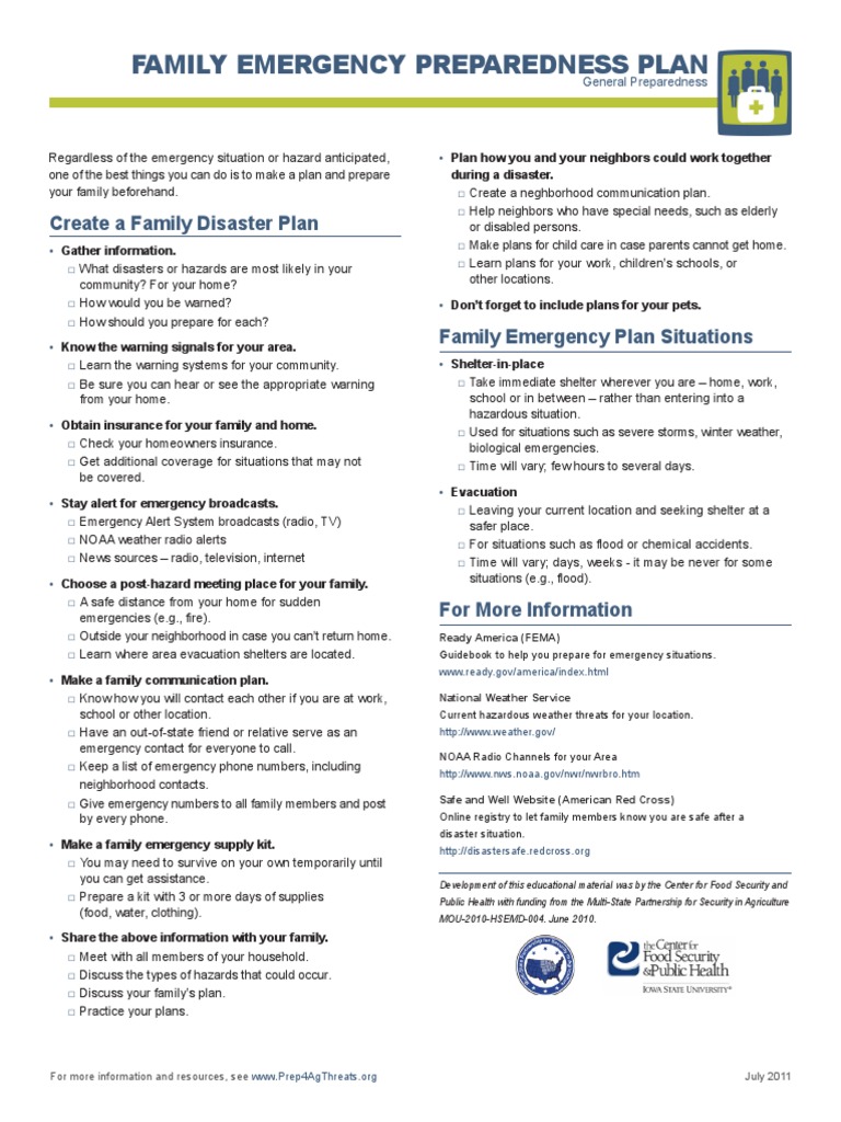 Family Emergency Preparedness Plan | PDF | Emergency Evacuation ...