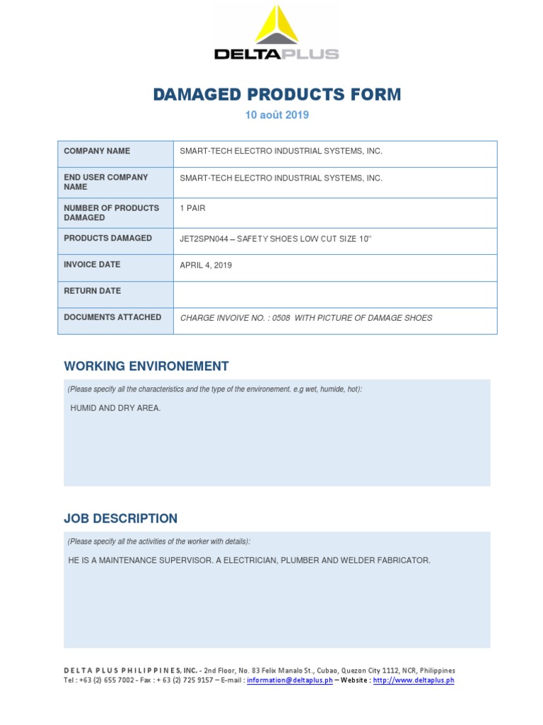 Damaged Products Form: Working Environement | PDF | Business