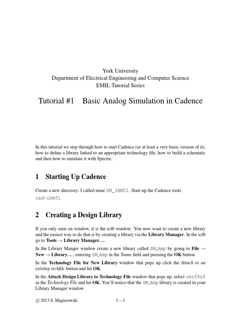 Tutorial #1 Basic Analog Simulation in Cadence | PDF | Keyboard ...