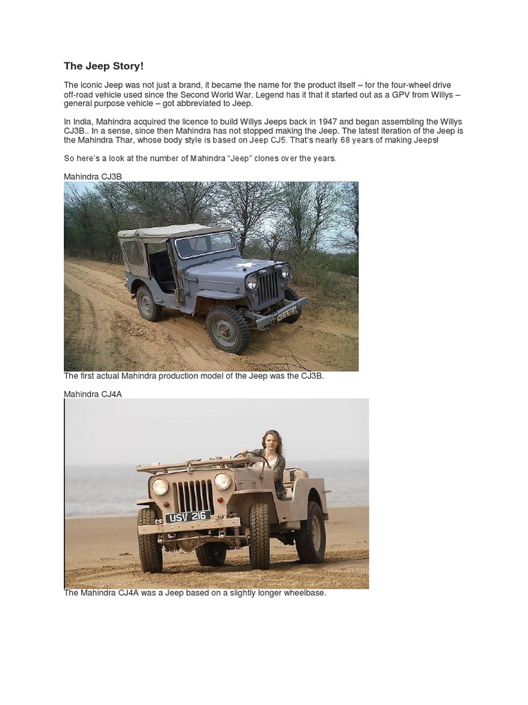 Mahindra Jeep Models Through the Years | PDF