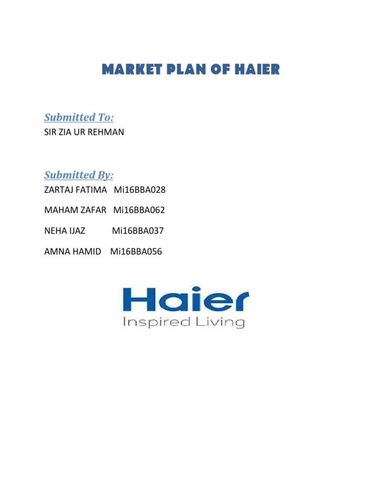 Market Plan of Haier | PDF | Promotion (Marketing) | Marketing