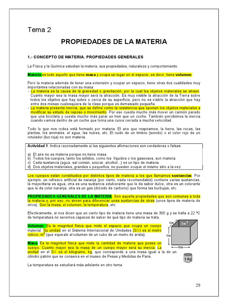 Propiedades de La Materia | PDF | Gases | Líquidos