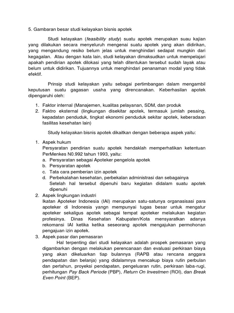 Studi Kelayakan Apotek | PDF