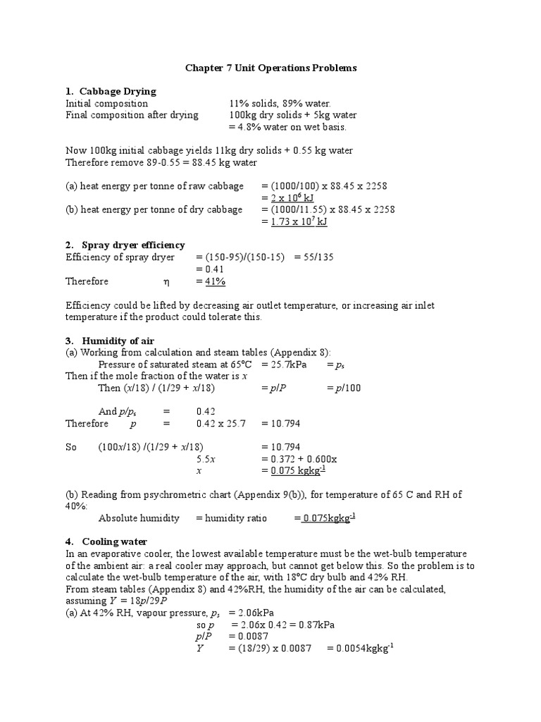 Unitops - ch7 Problems | PDF | Humidity | Chemical Engineering