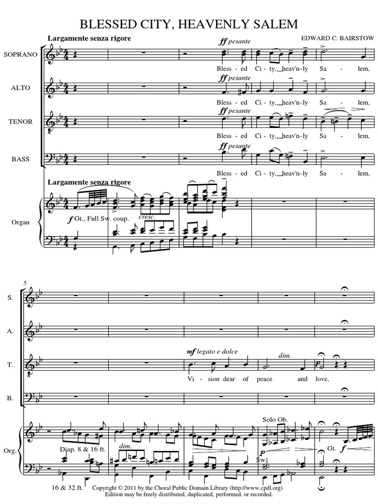 Blessed City, Heavenly Salem - Edward C. Bairstow PDF | PDF ...