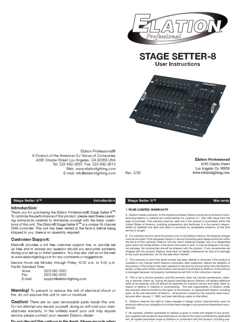 Stage Setter-8: User Instructions | PDF | Electromagnetism | Computer ...