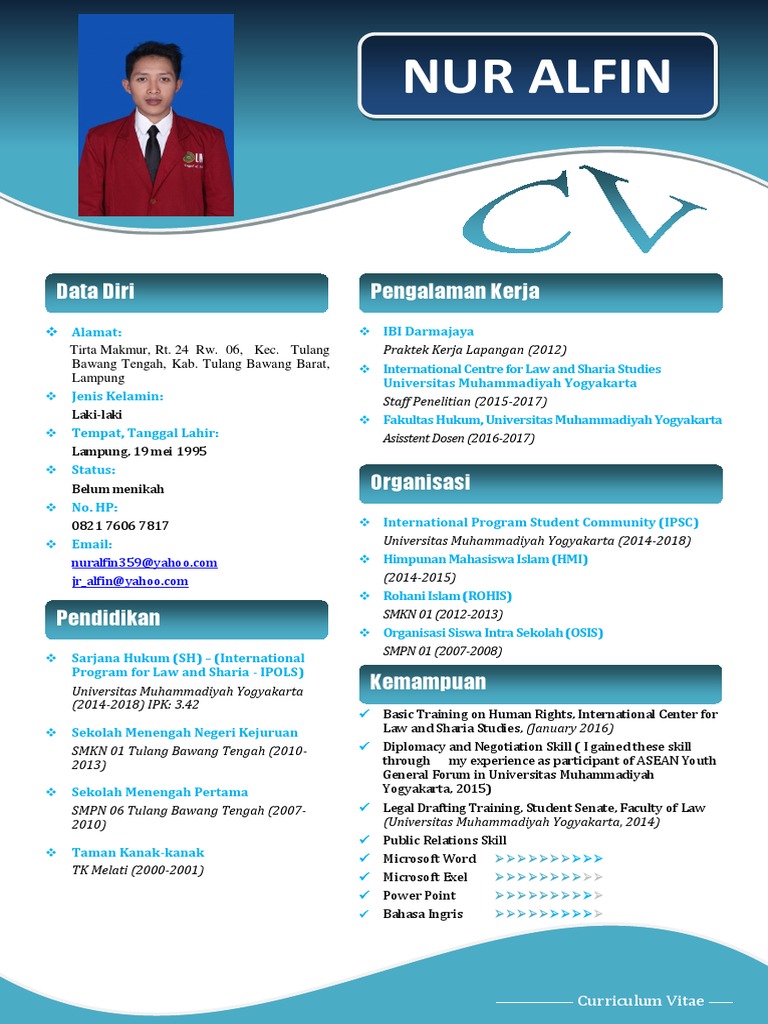 CV Nur Alfin | PDF | Religion And Belief