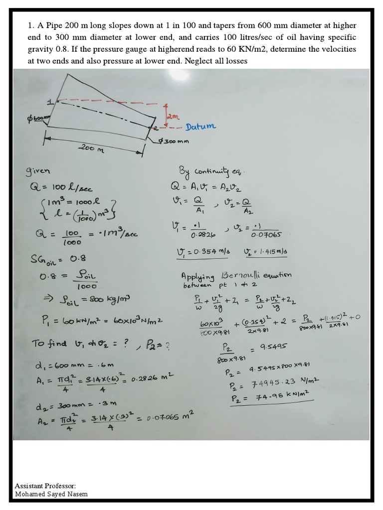 FMM Solved Unit 1 Previous Years Problems | PDF | Viscosity | Pressure