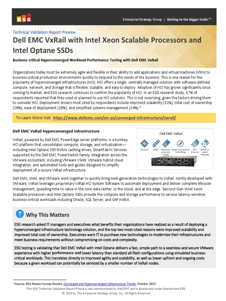 ESG Technical Validation Preview Dell EMC VxRail With Intel Optane Aug 2019 | PDF | Solid State ...