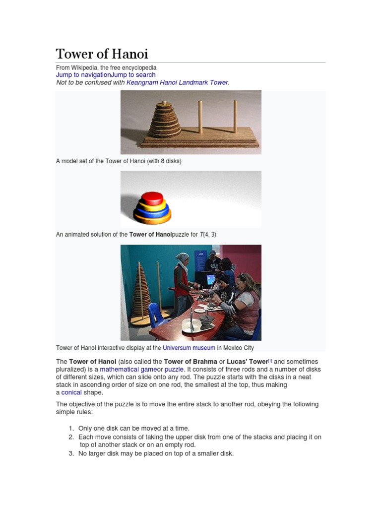 Tower of Hanoi: Jump To Navigationjump To Search | PDF | Games Of ...