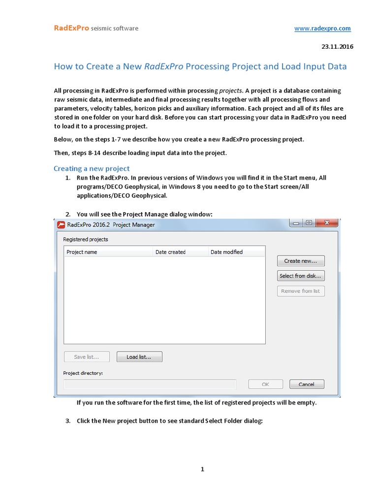 How To Create A New Radexpro Processing Project and Load Input Data ...
