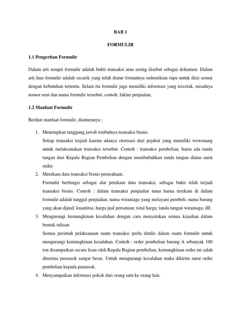 Jenis Formulir Perusahaan | PDF