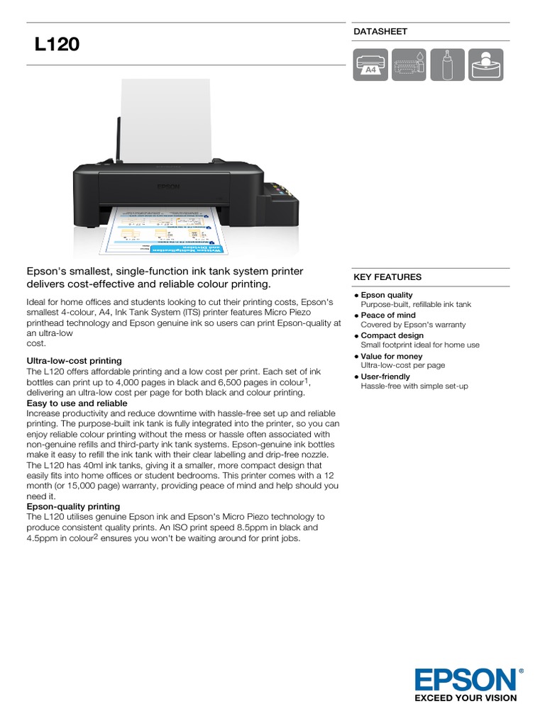 Epson L120 | PDF | Printer (Computing) | Media Technology