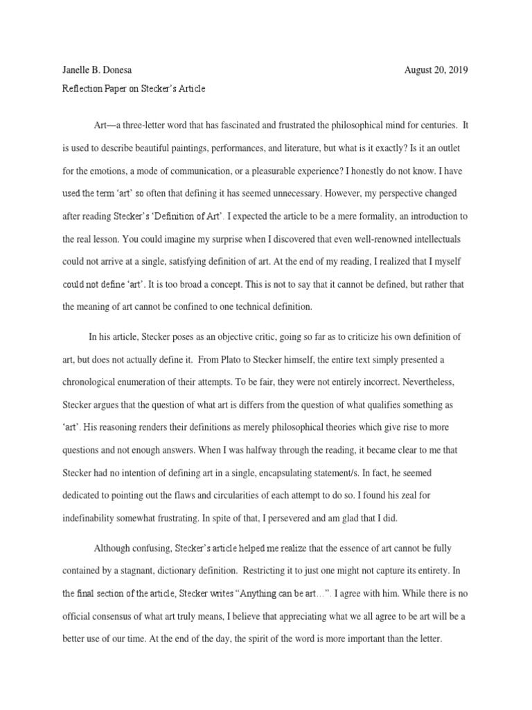 RP Definition of Art | PDF | Definition | Question