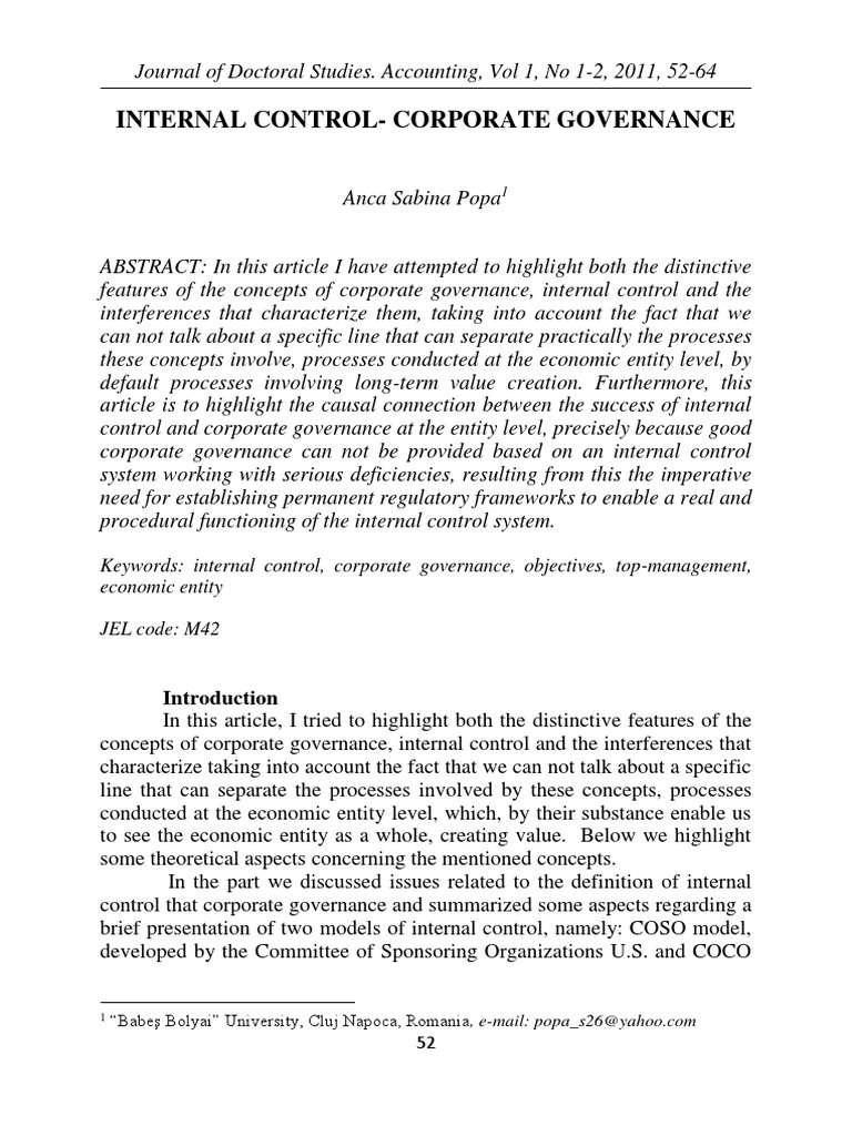 Internal Control | PDF | Internal Control | Risk Management