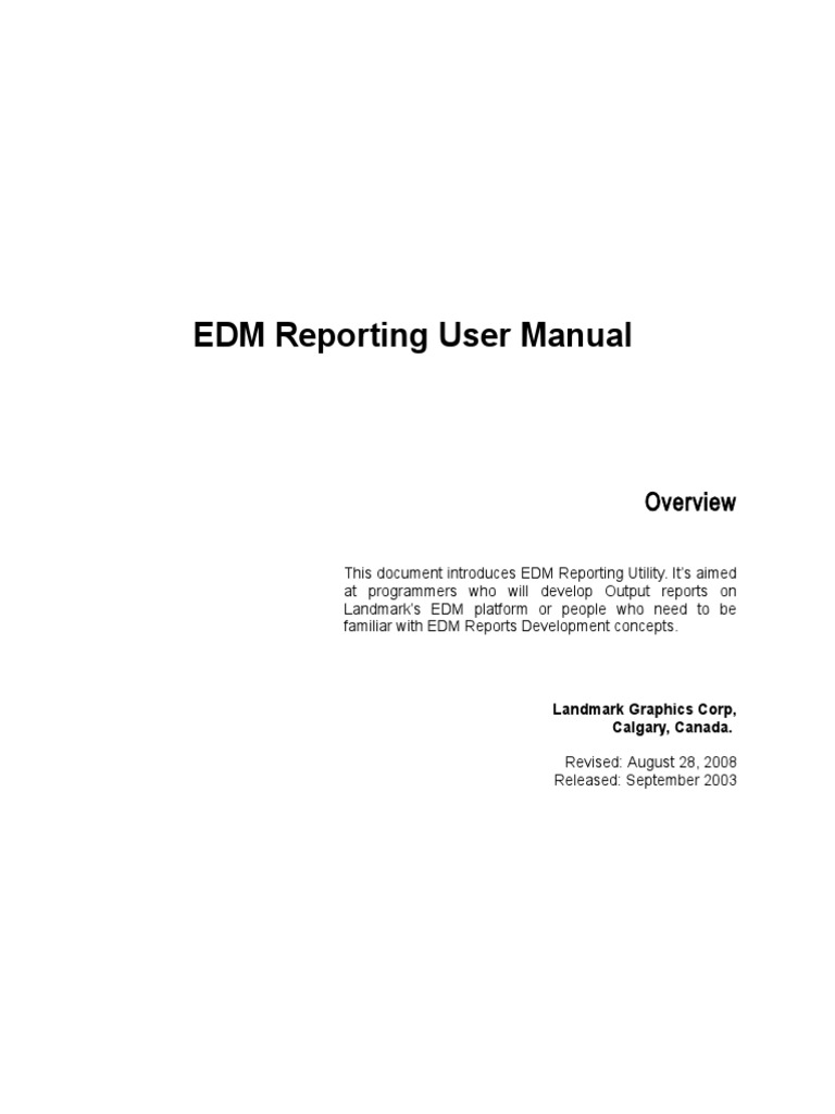 EDM Reporting User Manual | PDF | Xml Schema | Xml
