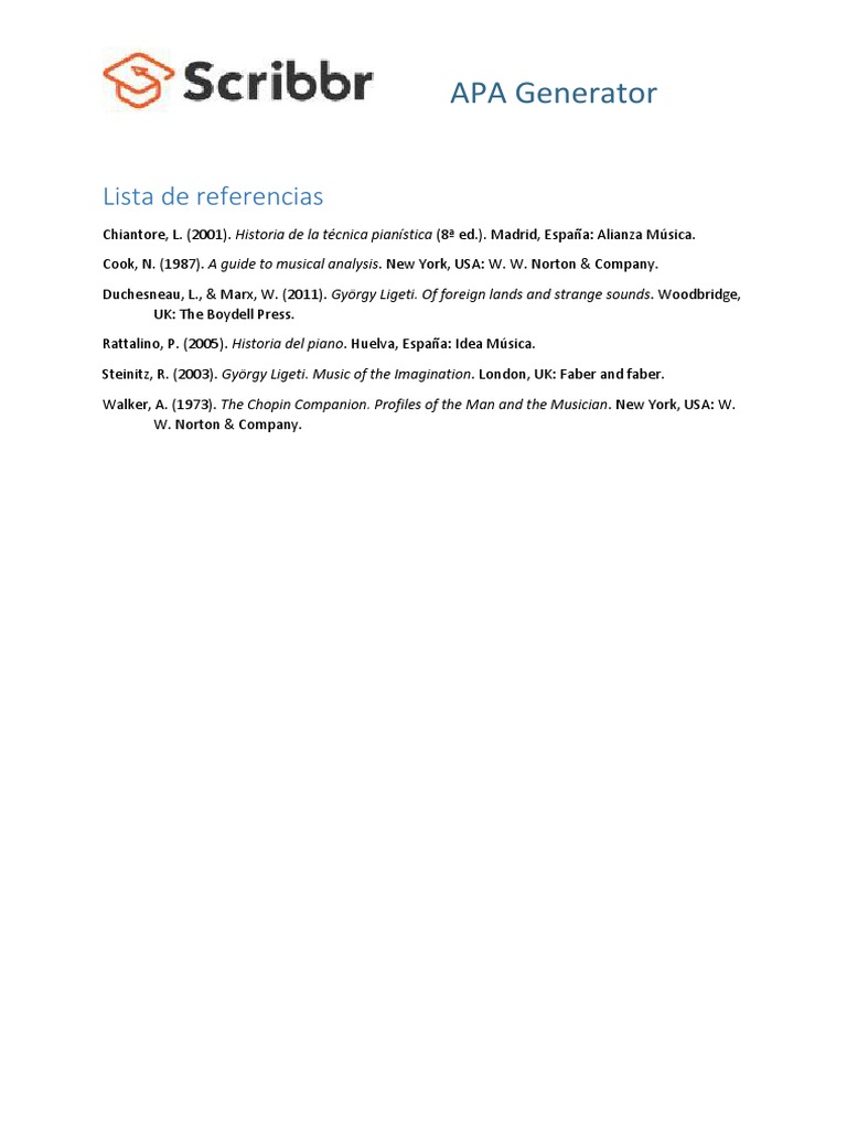 APA Generator: Lista de Referencias | PDF | Art