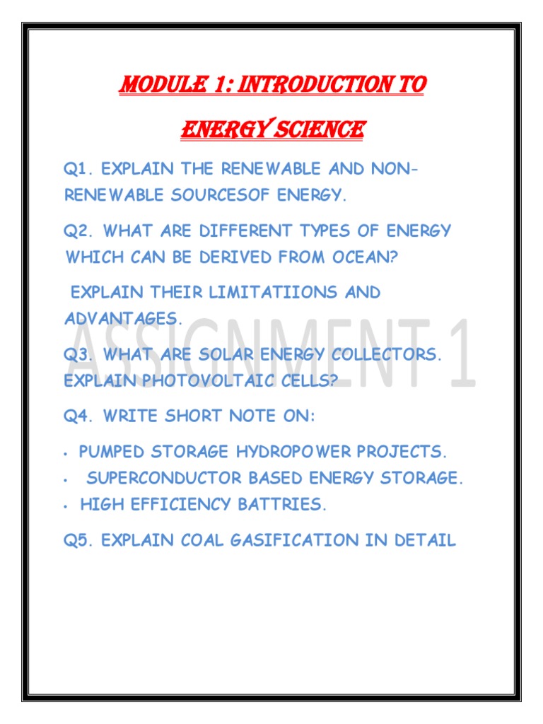 Module 1: Introduction To Energy Science | PDF | Solar Cell | Renewable ...