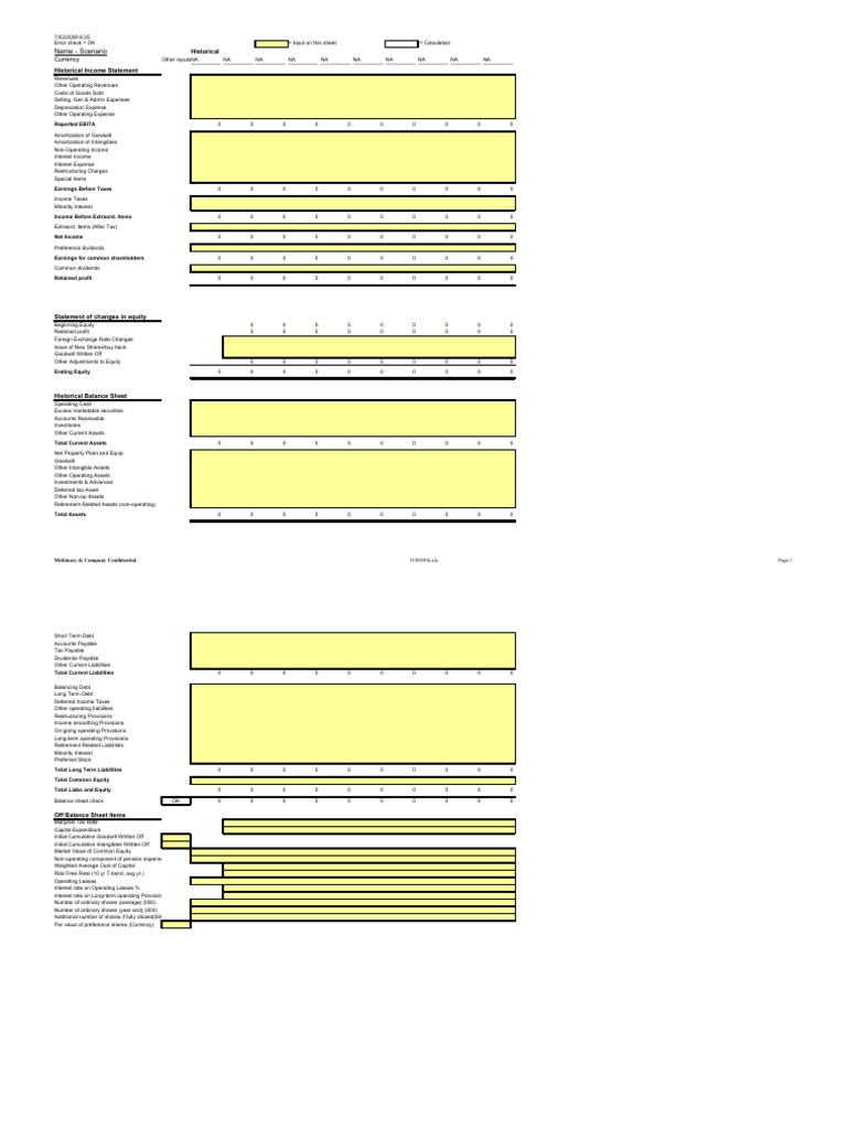 McKinsey Valuation DCF Model | PDF | Equity (Finance) | Balance Sheet