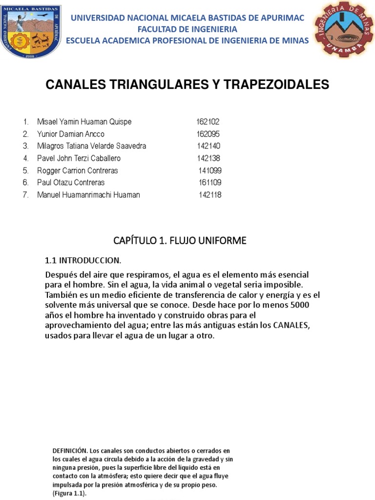 Canales Triangulares y Trapez. 2019 | PDF | Canal | Impulso