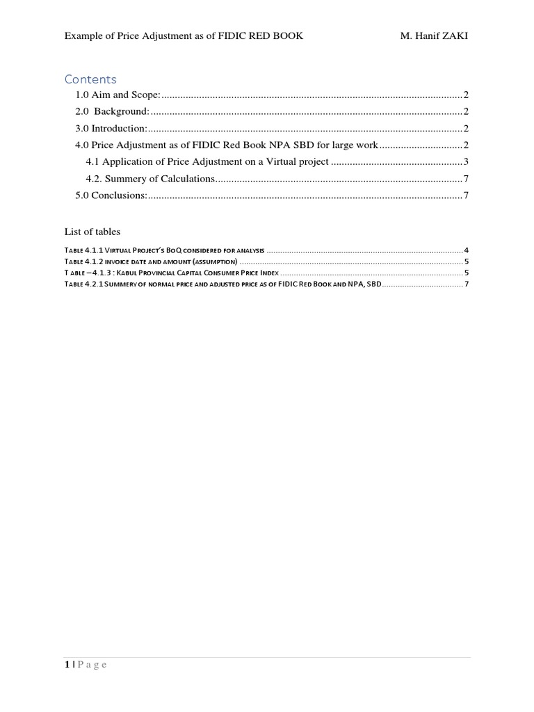 Example of Price Adjustment As of FIDIC | PDF | Consumer Price Index ...