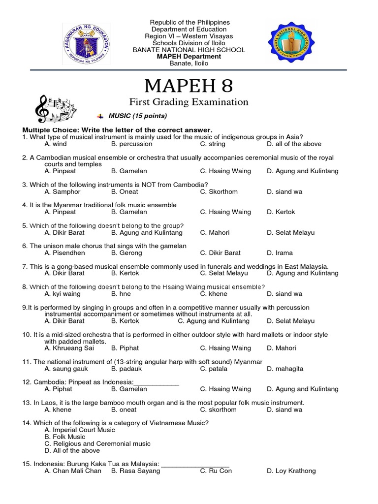 MAPEH 8 First Grading Examination - 2019 | Download Free PDF | Hiv/Aids ...