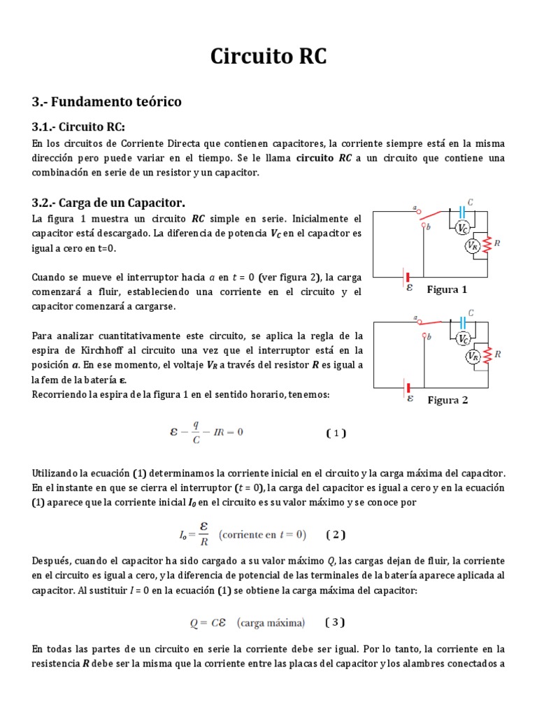 Guia Circuito RC | PDF | Condensador | Corriente eléctrica