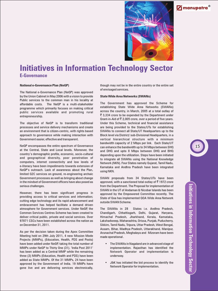 Initiatives Information Technology Sector | PDF | Digital Technology ...