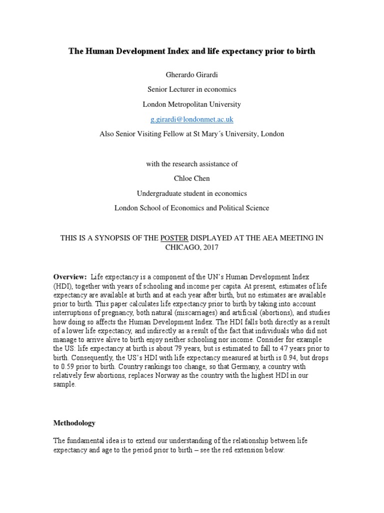 Life Expectancy and HDI | Download Free PDF | Miscarriage | Human ...