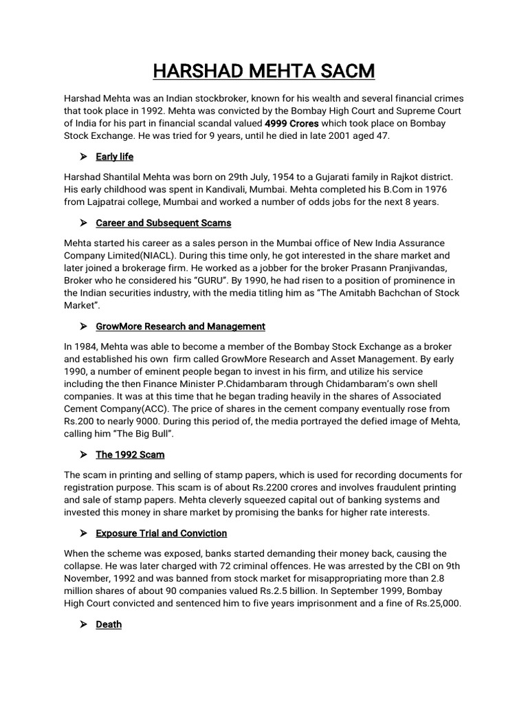 Attachment (1) Harshad Mehta Scam | PDF | Money | Financial Markets