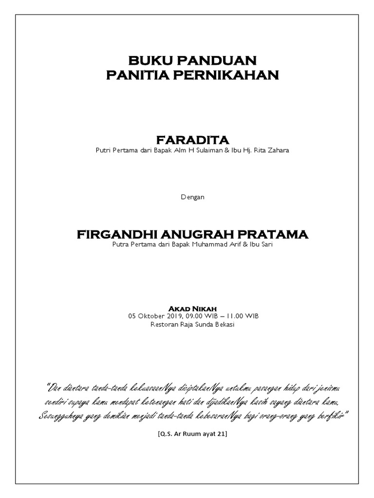 Contoh Buku Panduan Pernikahan | PDF