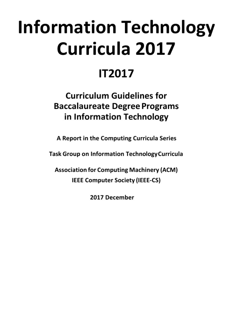 Information Technology Curricula 2017: Curriculum Guidelines For ...