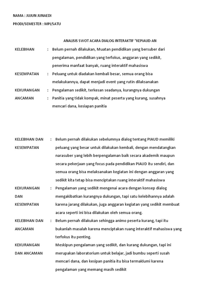 Analisis Swot Acara Dialog Interaktif | PDF