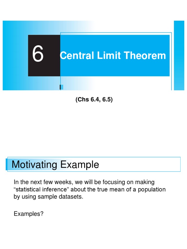 Lesson6 CLT 0 | PDF | Normal Distribution | Mean