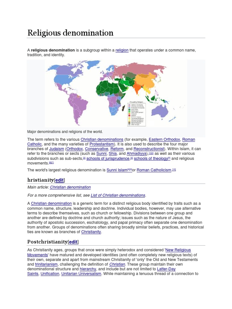 Major world religions and their denominations | PDF | Religious ...