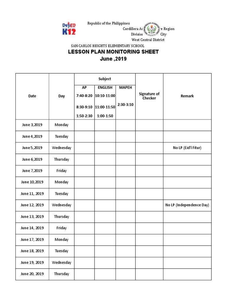 LP Monitoring Sheet-June | PDF