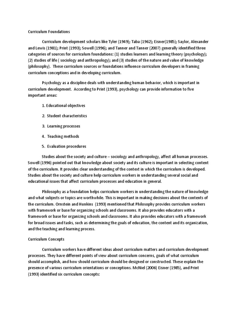 Curriculum Foundations | PDF | Curriculum | Cognition