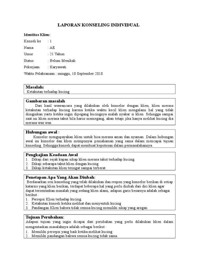 Laporan Konseling Individual Teknik Khusus Dalam Konseling | PDF