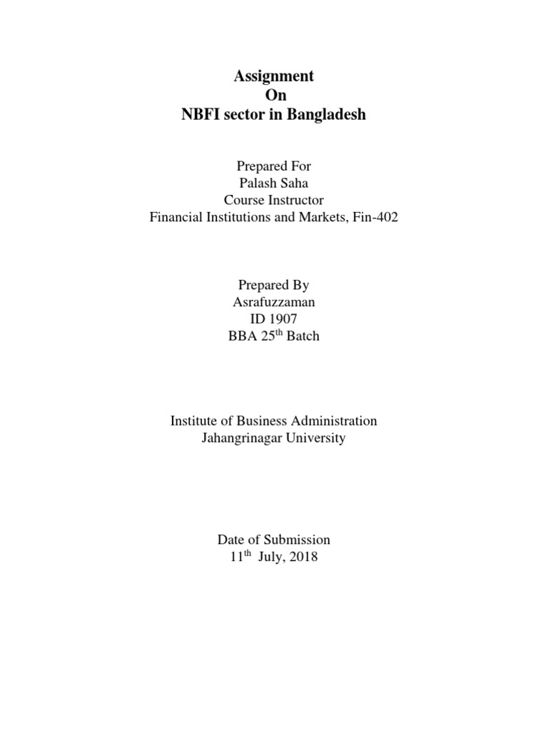 Assignment On NBFI Sector in Bangladesh | PDF | Non Bank Financial ...