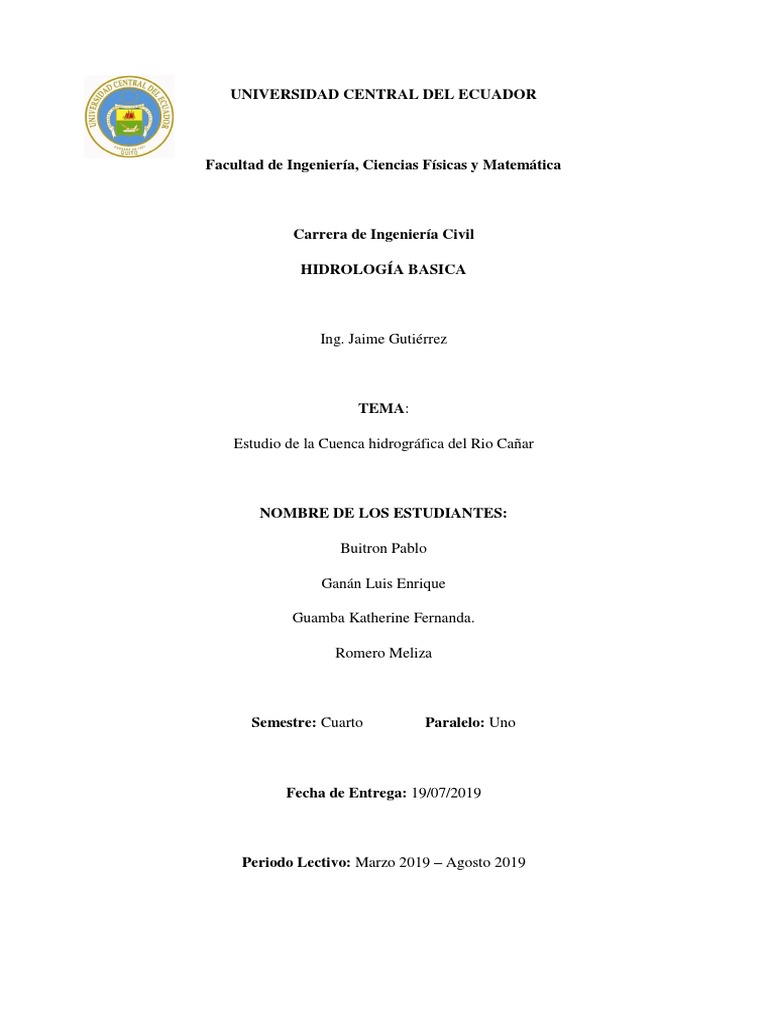 Estudio Cuenca Rio Cañar | PDF | Cuenca de drenaje | Río