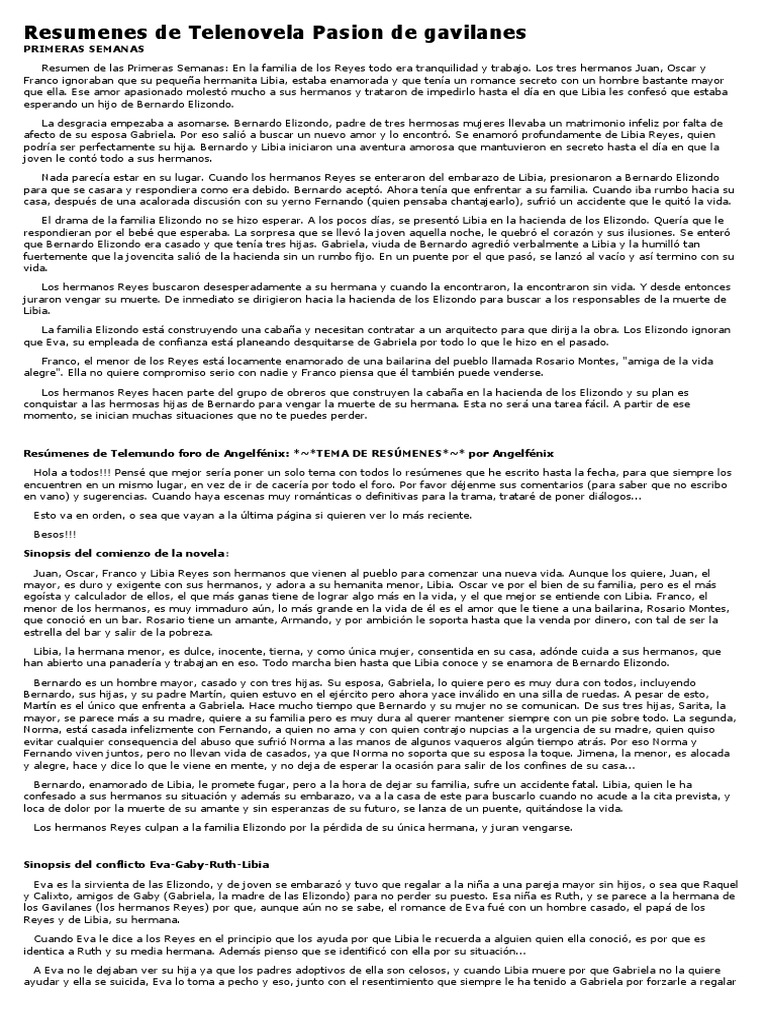 Telenovela Pasion de Gavilanes | PDF | Clásicos